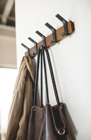 YAMAZAKI Wall Mounted Coat Rack - Walnut
