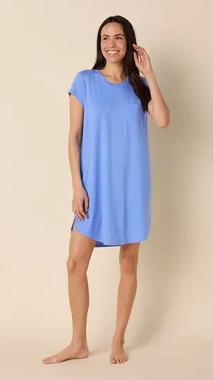 THE CAT'S PAJAMAS Pima Knit Short Sleeved Sleep Shirt - Provence