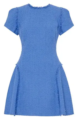 MILLY Samara Bouclé Fit & Flare Mini Dress - Blue