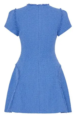 MILLY Samara Bouclé Fit & Flare Mini Dress - Blue
