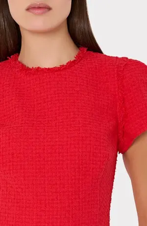 MILLY Samara Bouclé Fit & Flare Mini Dress - Red