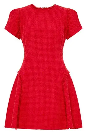 MILLY Samara Bouclé Fit & Flare Mini Dress - Red