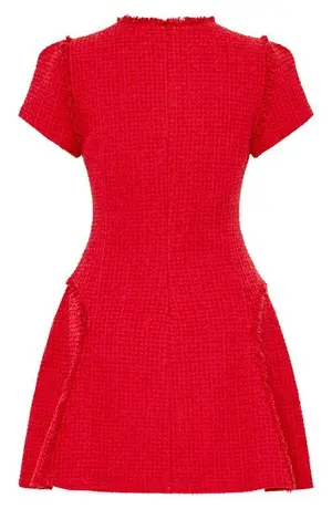 MILLY Samara Bouclé Fit & Flare Mini Dress - Red