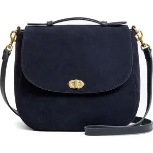 Clare V. Louis Leather Crossbody Bag - Navy
