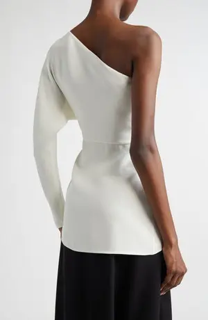 Valentino Garavani One-shoulder Silk Cady Couture Top - Ivory