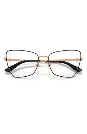 JIMMY CHOO 56mm Irregular Eyeglasses - Rose Gold/black/demo Lens