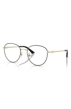 JIMMY CHOO 54mm Round Eyeglasses - Pale Gold/black/demo Lens