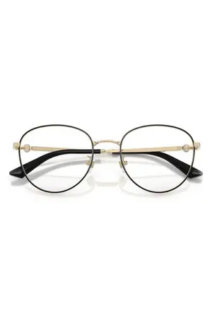 JIMMY CHOO 54mm Round Eyeglasses - Pale Gold/black/demo Lens