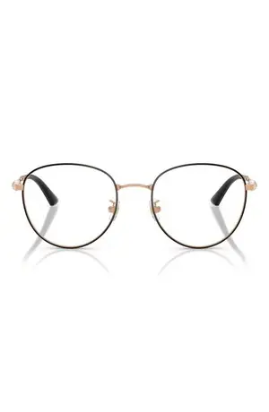 JIMMY CHOO 54mm Round Eyeglasses Rose Gold/black/demo Lens