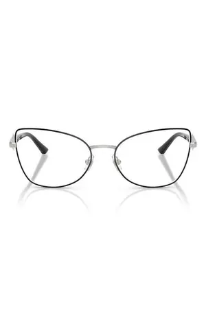 JIMMY CHOO 55mm Cat Eye Optical Glasses - Silver/black/demo Lens
