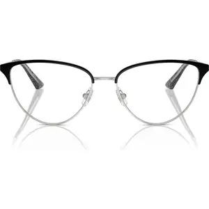JIMMY CHOO 55mm Cat Eye Optical Glasses - Silver/black/demo Lens