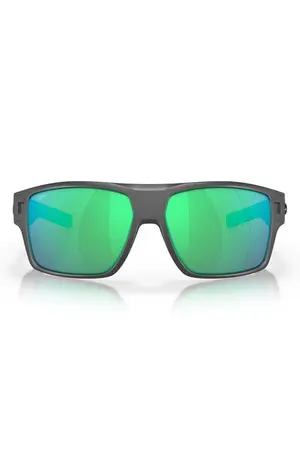 COSTA DEL MAR Diego 62mm Oversize Rectangular Sunglasses - Matte Gray/green 580g