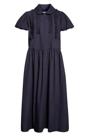 Sandy Liang Ruffle Cotton Poplin Midi Dress