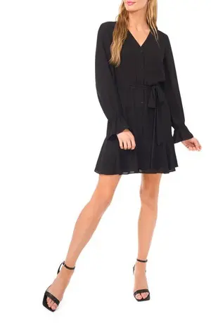 CECE DUPRAZ Long Sleeve Georgette Dress