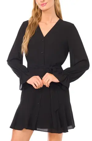 CECE DUPRAZ Long Sleeve Georgette Dress
