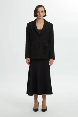 GIZIA Double-breasted Tailored Outerwear Jacket - Black