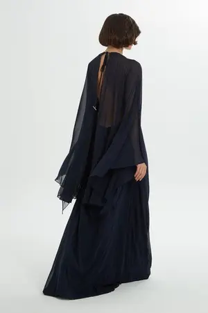 GIZIA Bead-embroidered Ruffle Sleeve Chiffon Dress