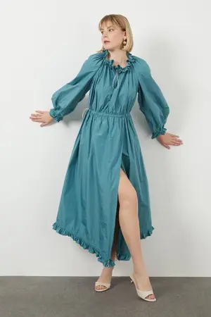 GIZIA Ruffle Neck Flared Dress