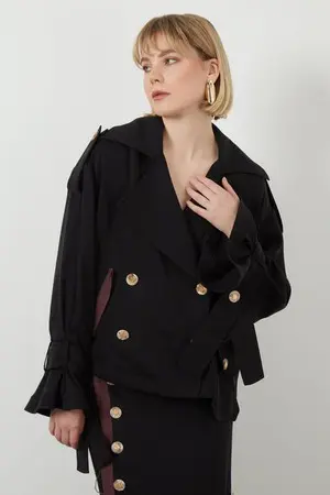 GIZIA Notch Lapel Tie-sleeve Detail Jacket