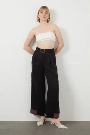 GIZIA Belted Wide-leg Tencel Trousers