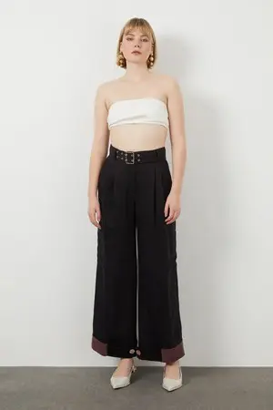 GIZIA Belted Wide-leg Tencel Trousers