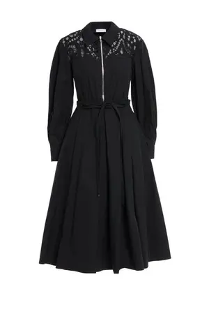GIZIA Shirt Collar Zippered Midi Dress