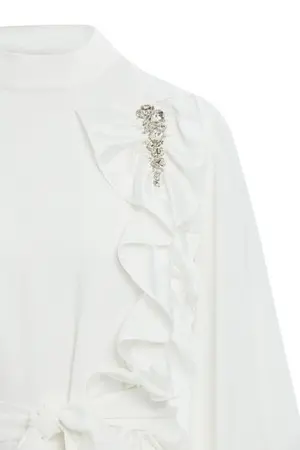 GIZIA Gathered Detail Beaded Long Dress