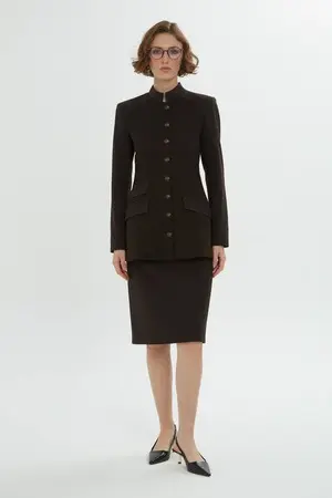 GIZIA Jacket And Pencil Skirt Set With Button Details
