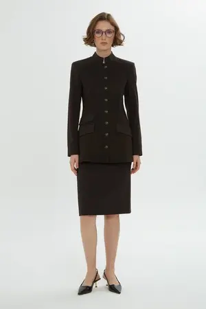 GIZIA Jacket And Pencil Skirt Set With Button Details