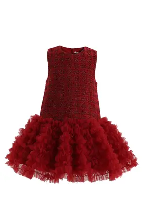TULLEEN Tweed & Tulle Ruffle Dress