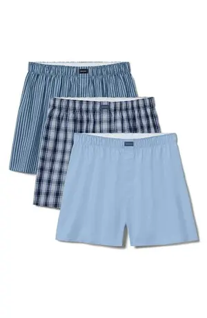 Tommy John Assorted 3-pack Woven Cotton Boxers - Cerulean