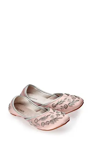 FUCHSIA Amira Floral Embroidered Jutti Flat