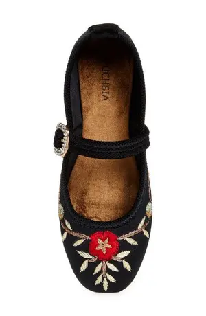FUCHSIA Paradise Floral Embroidered Mary Jane