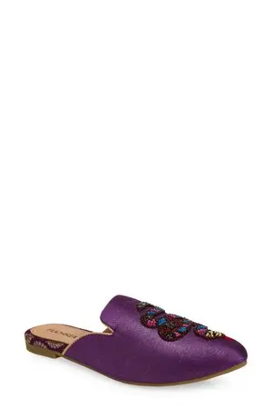 FUCHSIA Embroidered Serpent Mules - Purple