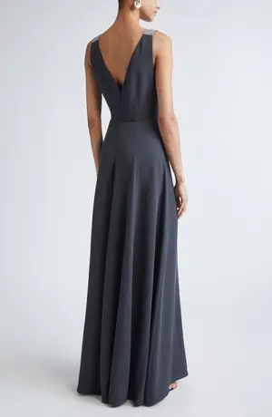 St. John Tess Heathered Crepe Gown