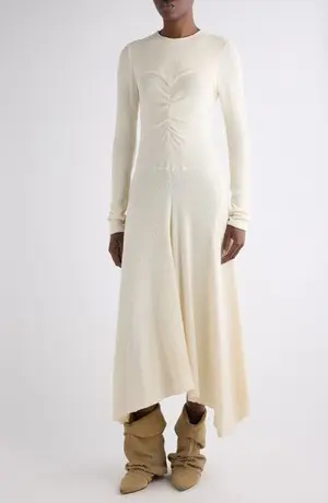 Isabel Marant Étoile Flora Long-sleeve Asymmetric Dress - Ecru