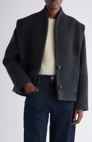 Isabel Marant Étoile Dyogo Wool Blend Felt Jacket - Anthracite