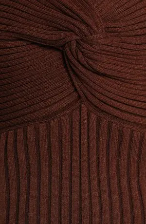 PETAL & PUP Demi Twist Ribbed Sweater - Brown