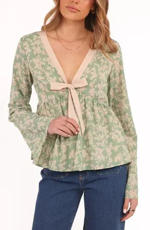 PETAL & PUP Floral Tie-front Top