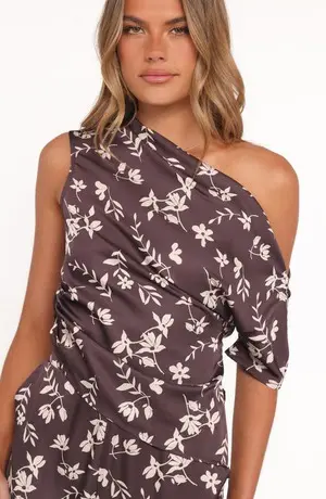 PETAL & PUP Romola Ruched One-shoulder Top