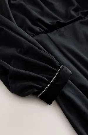 NEXT Diamante Trim Velvet Mini Dress