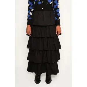 THE LULO PROJECT Tiered Ruffle Cotton Maxi Skirt