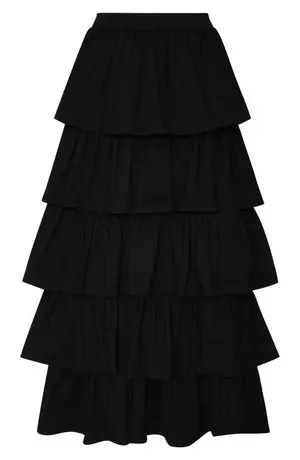 THE LULO PROJECT Tiered Ruffle Cotton Maxi Skirt