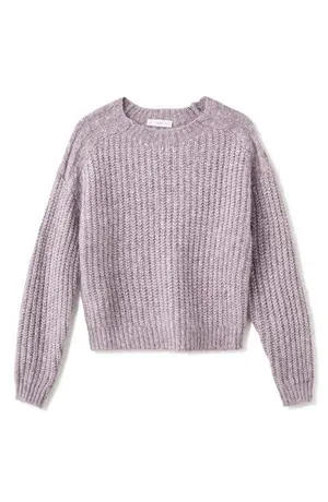 Mango Chunky Crewneck Pullover Sweater - Light/pastel Purple