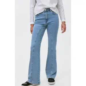Mango Seam Detail Mid Rise Flare Jeans