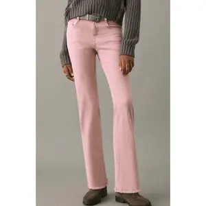 Mango Frayed Flare Mid Rise Jeans - Pastel Pink