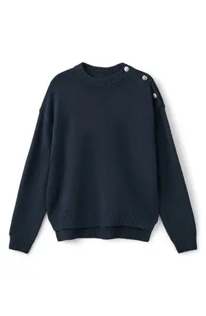 Mango Button Shoulder Crewneck Sweater