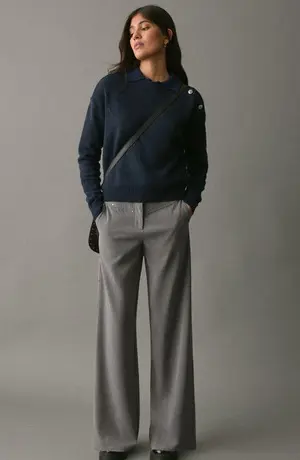Mango Button Shoulder Crewneck Sweater