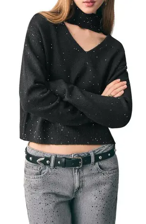 Mango Sequin Crop Sweater