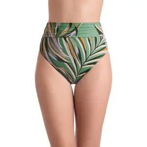 MIMI FLAMINGO High Waist Bikini Bottoms - Coastal Leaves